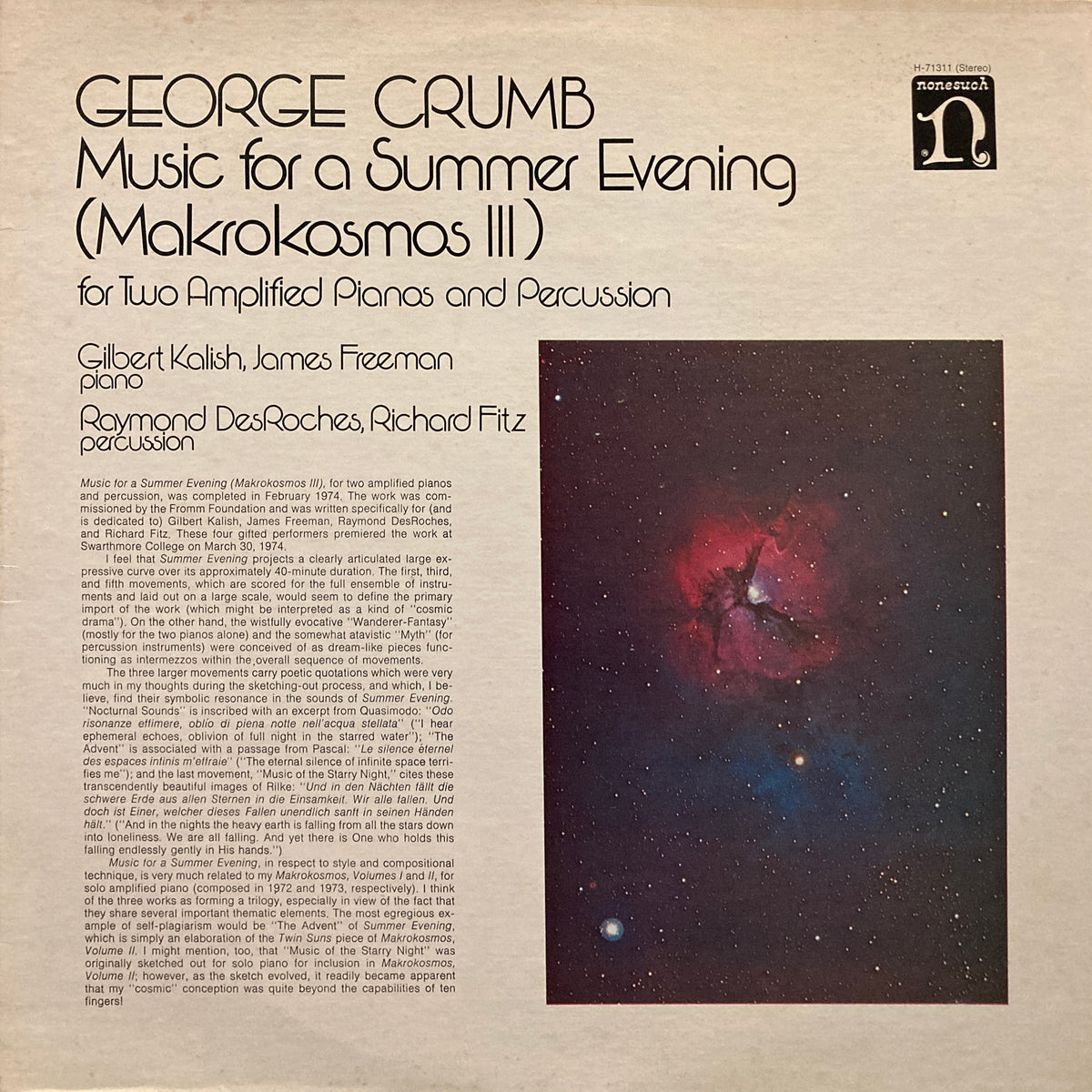 George Crumb “Music for a Summer Evening (Makrokosmos III)” – PHYSICAL STORE
