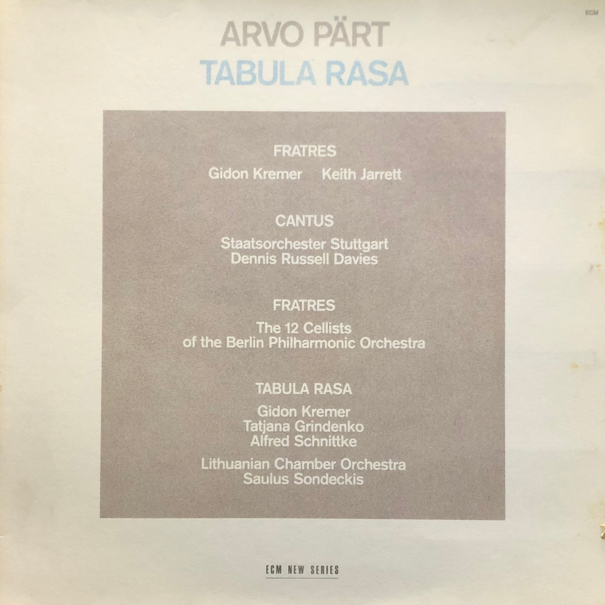 Arvo Part "Tabula Rasa" – PHYSICAL STORE